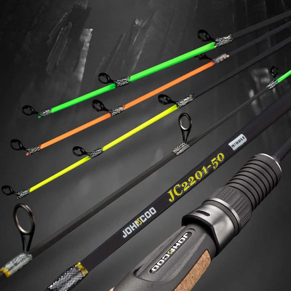 JOHNCOO 19.68in Ultralight Ice Fishing Rod Medium Light Flat Tip Winter Spinning Rod Walleye Perch Panfish