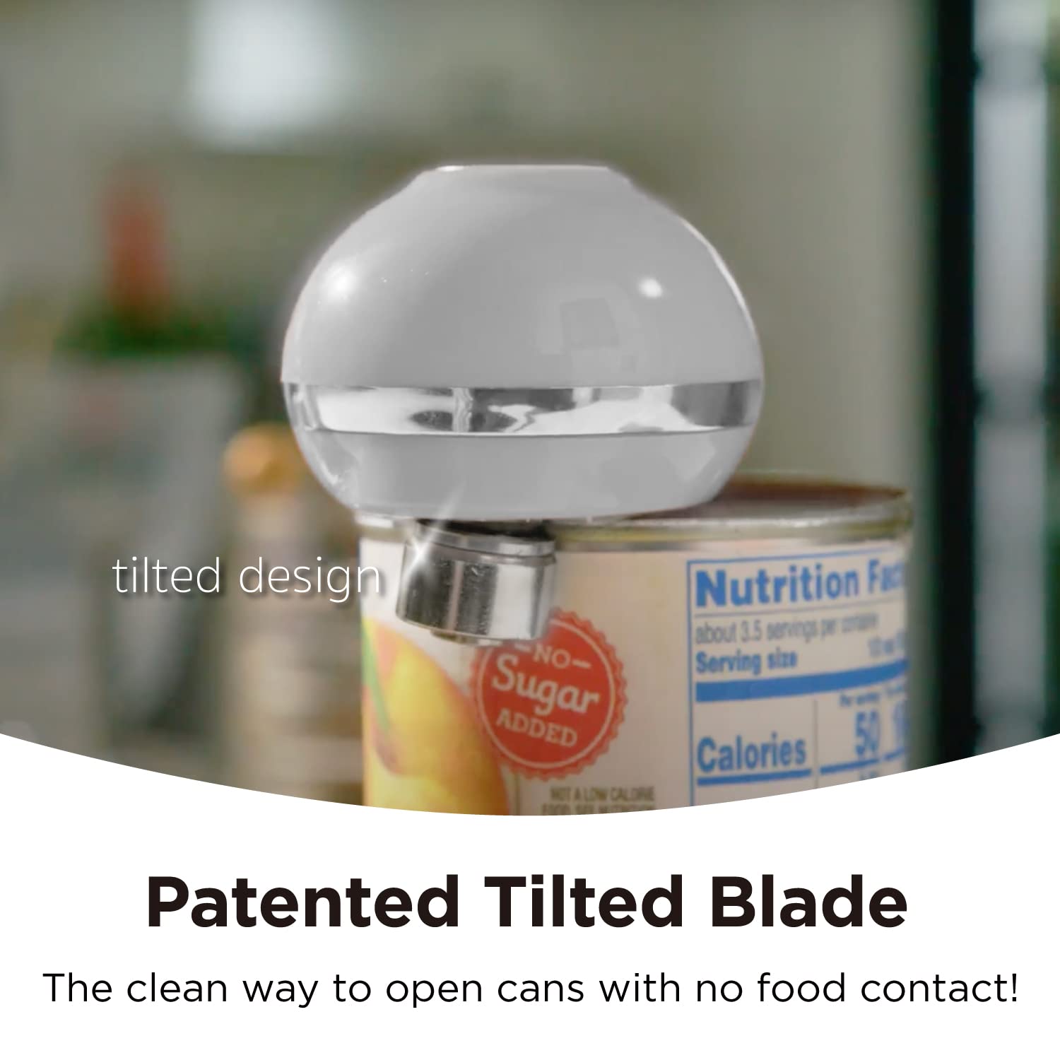 Kitchen Mama Mini Electric Can Opener Smooth Edge: Open Cans with A Simple Press of Button - Ultra-Compact, Mini-Sized Space Saver, Portable, Hands Free, Food-Safe, Battery Operated (White)