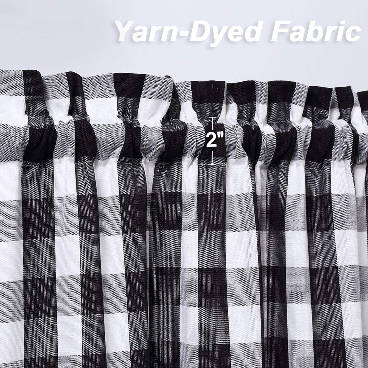 Haperlare Cafe Curtains 36 Inch, Gingham Plaid Rod Pocket Bathroom Window Curtains, Buffalo Check Chic Yarn Dyed Kitchen Window Curtain Sets for Bathroom, 28" x 36", Sage/White, Set of 2
