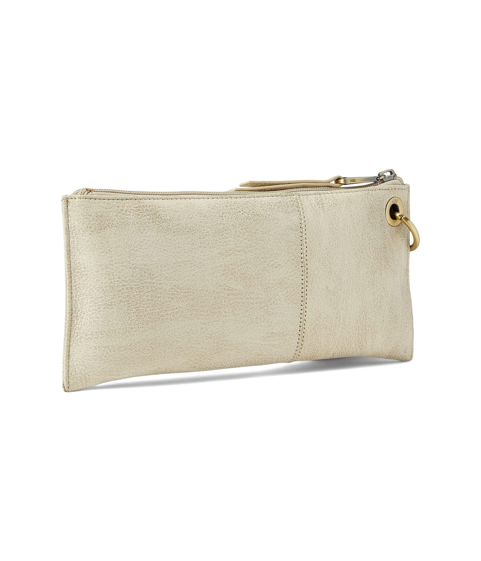HOBO Vida Wristlet Pouch For Women - Soft Leather Construction With Top Zip Closure Circular Wrist Strap, Handy and Compact Pouch Gold One Size One Size