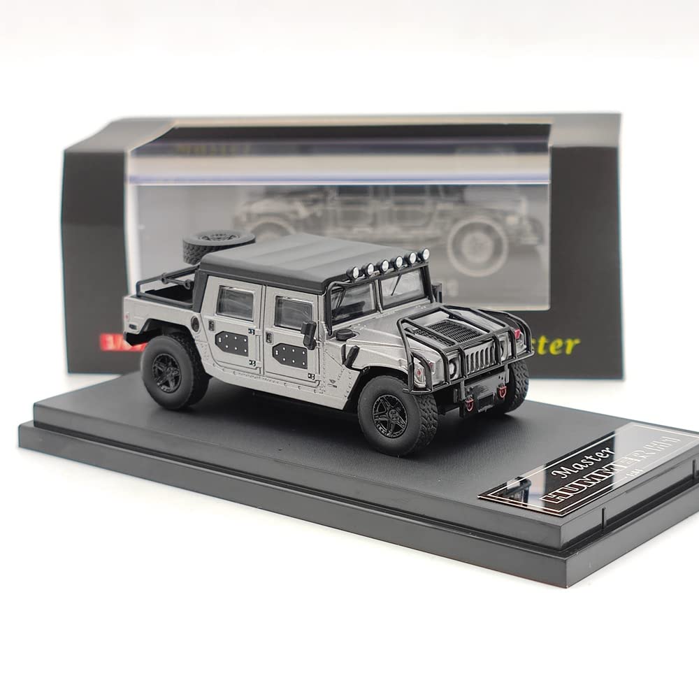 Master 1:64 Scale Hummer H1 Pickup Truck Shelf Diecast Toys Car Models Collection Gifts (Grey)