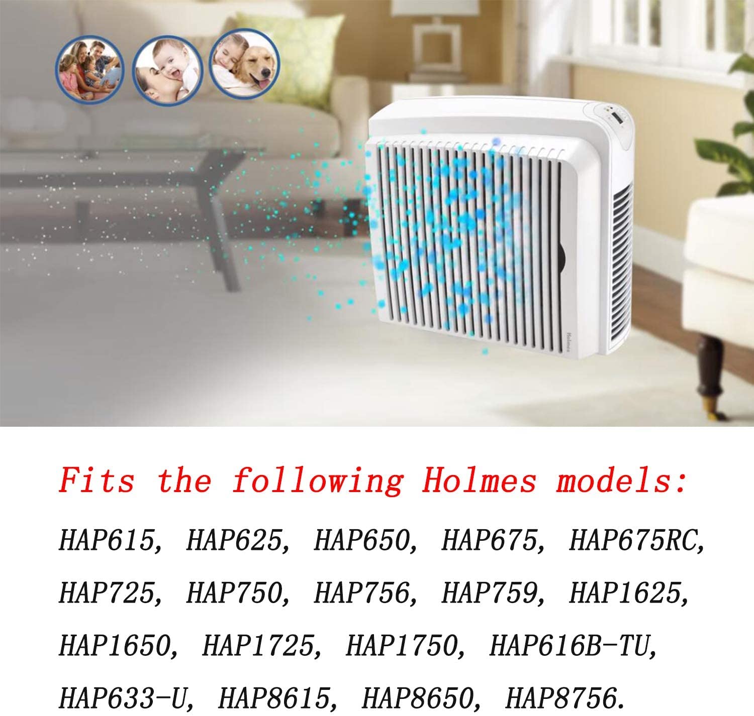 HAPF600 True HEPA Filter 3 Pack Compatiable with Holmes B Filter - Replace for HAPF600D HAP615 HAP625 HAP650 HAP675RC HAP725 HAP750 HAP1625 HAP1650 HAP1725 HAP1750