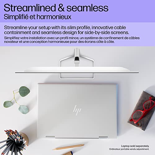HP 24-inch FHD Monitor with AMD FreeSync Technology (2021 Model, M24fw),Silver, 15.62"D x 21.09"W x 6.97"H
