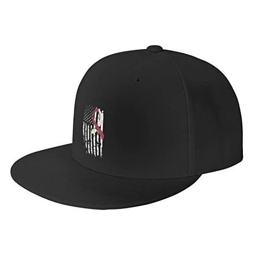 Head and Neck Cancer Awareness America Flag Hat Adult Adjustable Baseball Cap Trucker Hats Black