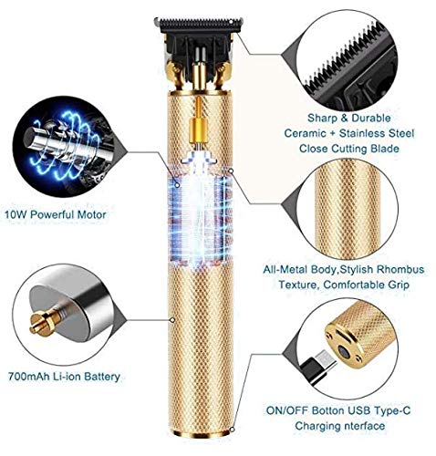 Hair Clippers for Men,Electric Pro Li Clippers USB Cordless Rechargeable Beard Trimmer Kit T-Blade Trimmer 0mm Baldheaded Hair Trimmer with 4 Guide Combs