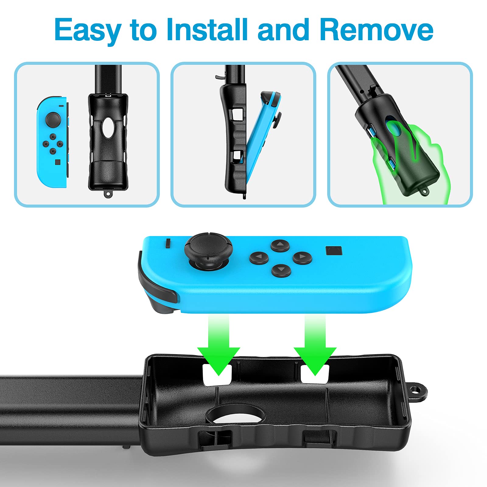 HEYSTOP Switch Mario Golf Club Compatible with Nintendo Switch/Switch OLED Controller Joy-Con, Nintendo Switch/Switch OLED Sports Game Accessories Pack for Mario Golf Super Rush Twin Pack, Black