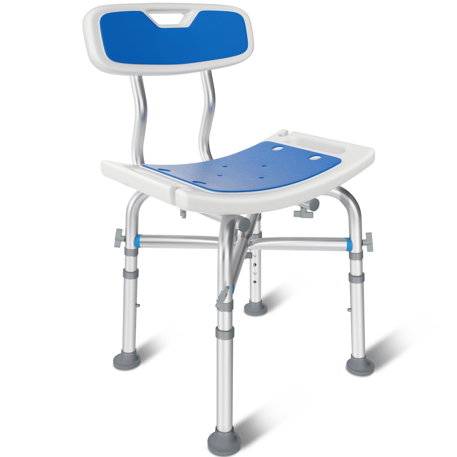 Heavy Duty Shower Chair with Back 550lb, Height Adjustable Bath Seat with EVA Pad, Anti-Slip Shower Bench Bathtub Stool for Elderly, Senior, Handicap & Disabled, Tool-Free Assembly