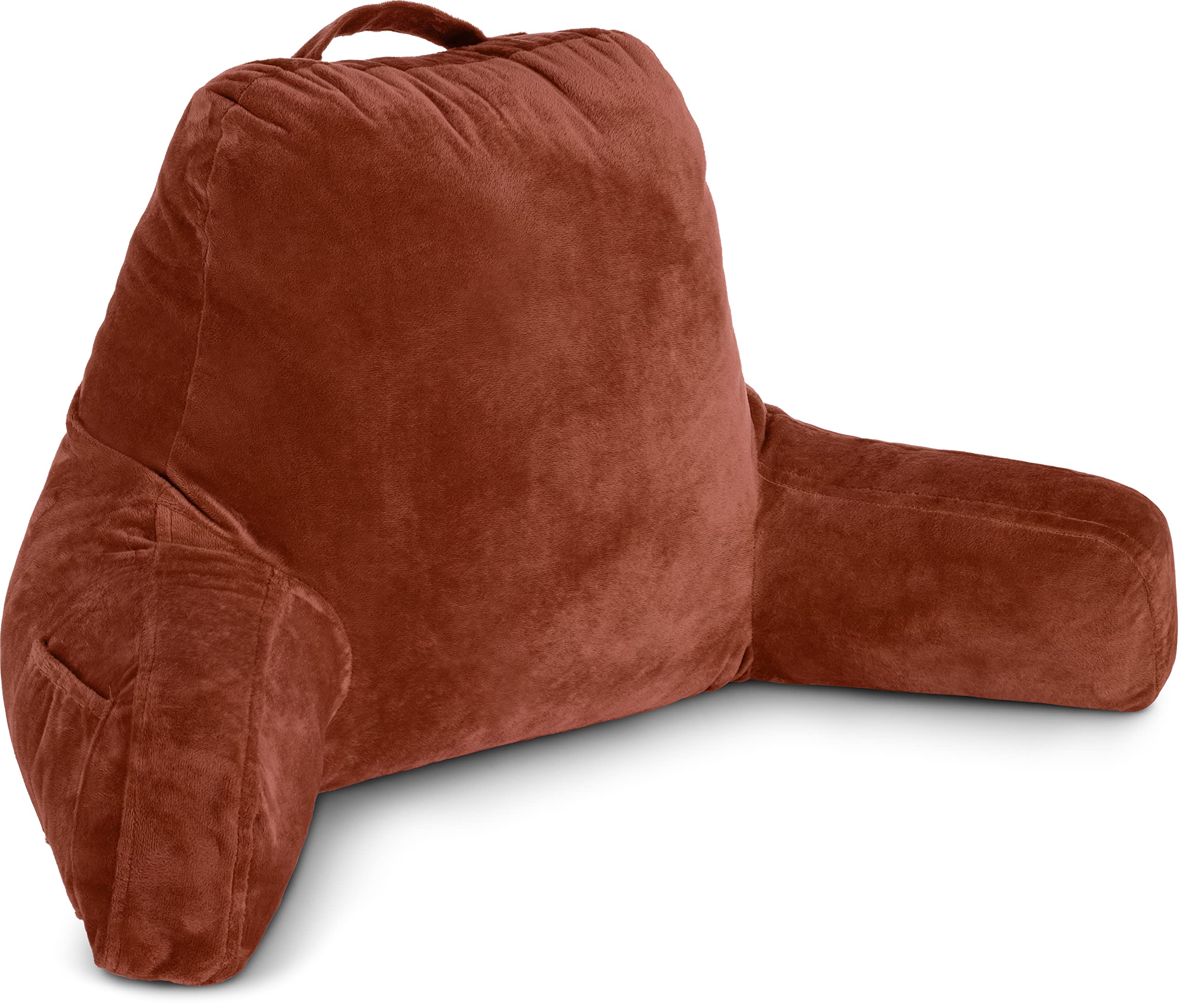Husband Pillow Combo - Backrest Pillow with Arms : Standard Red & Lap Desk Bed Tray : Pink - Memory Foam Reading Pillows for Bed & Laptop Bed Tray Table