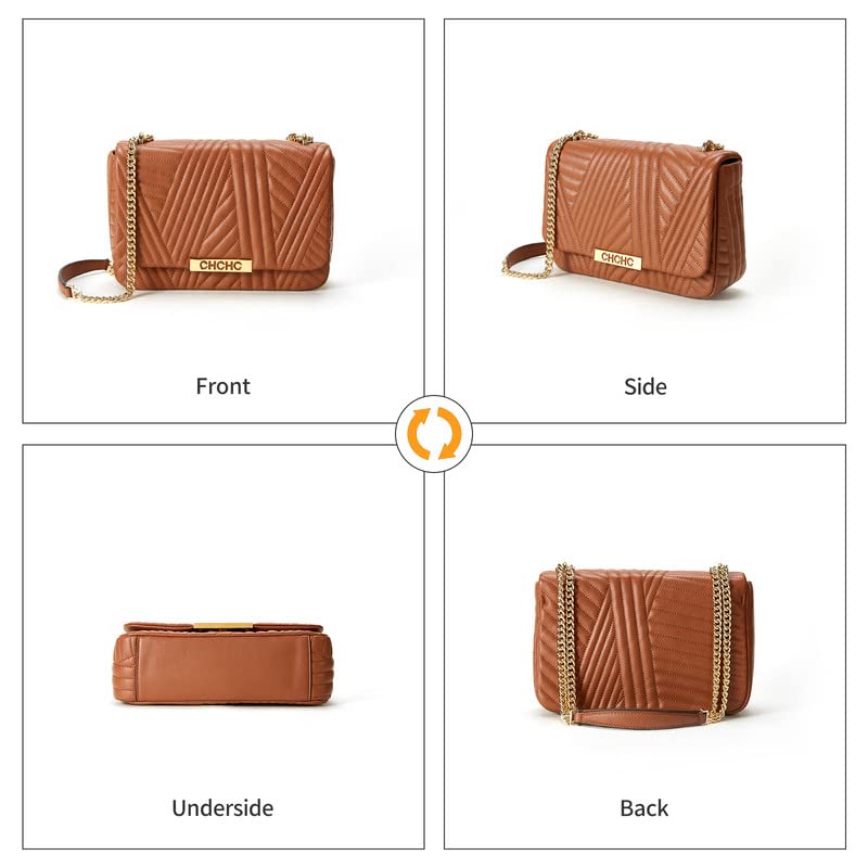 Ladies Flip Chain Handle Shoulder Bag (Brown)