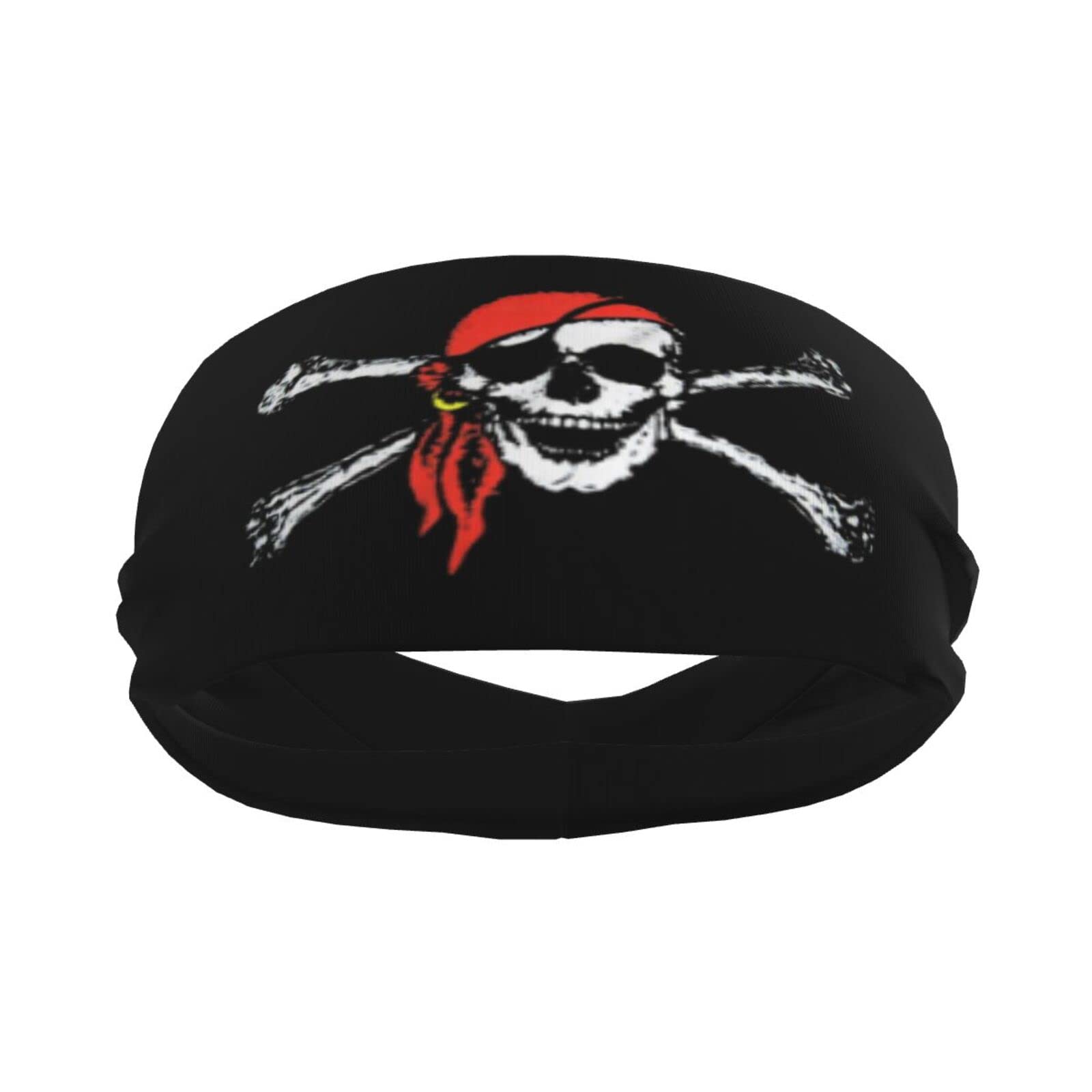 Jolly Roger Pirate Flag Running Headband for Men Outdoor Sports Workout Sweatband