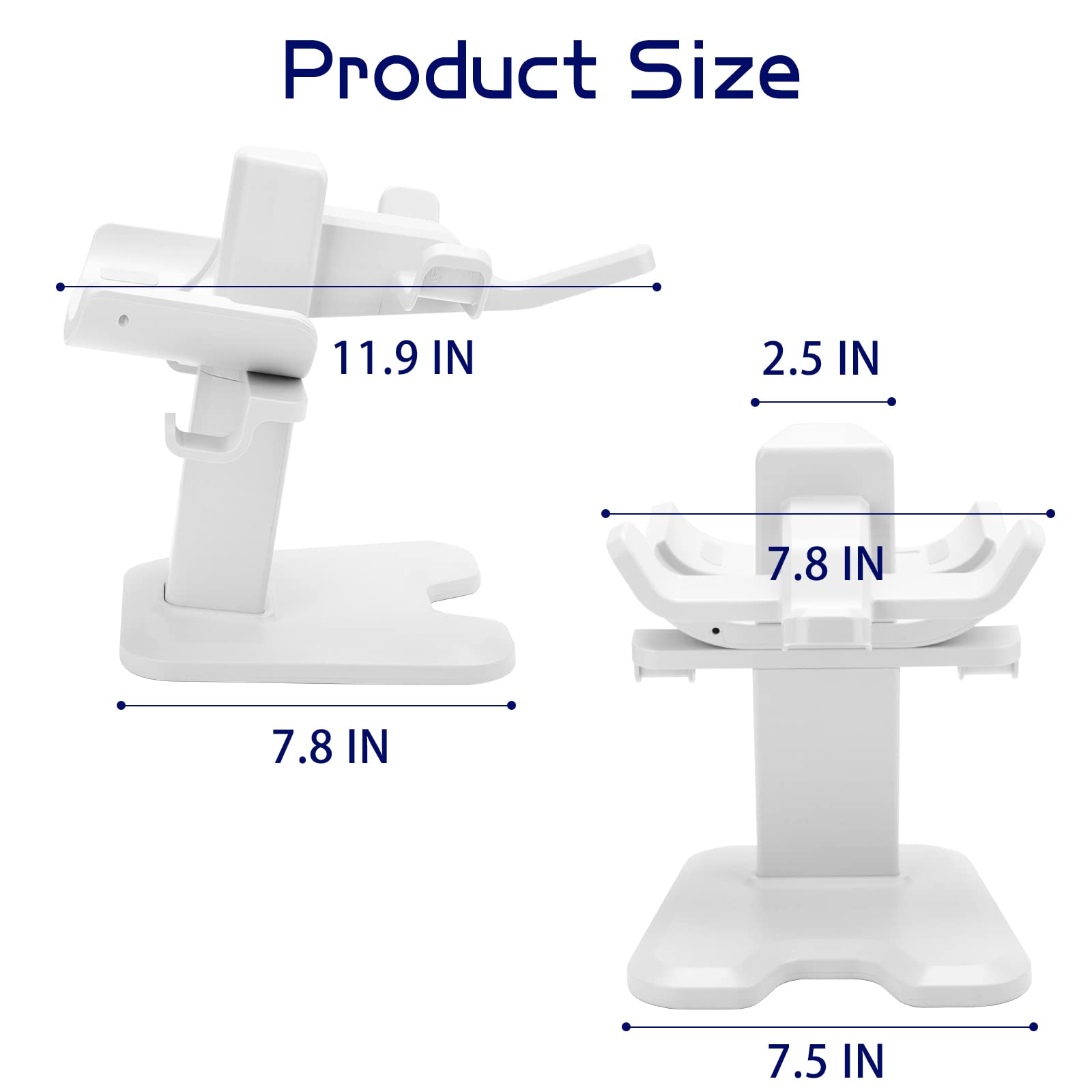Head Strap & VR Stand for Oculus Quest 2, Replacement Adjustable Strap for Quest 2 Elite Straps, VR Stand Display Holder and Controller Mount Station, White