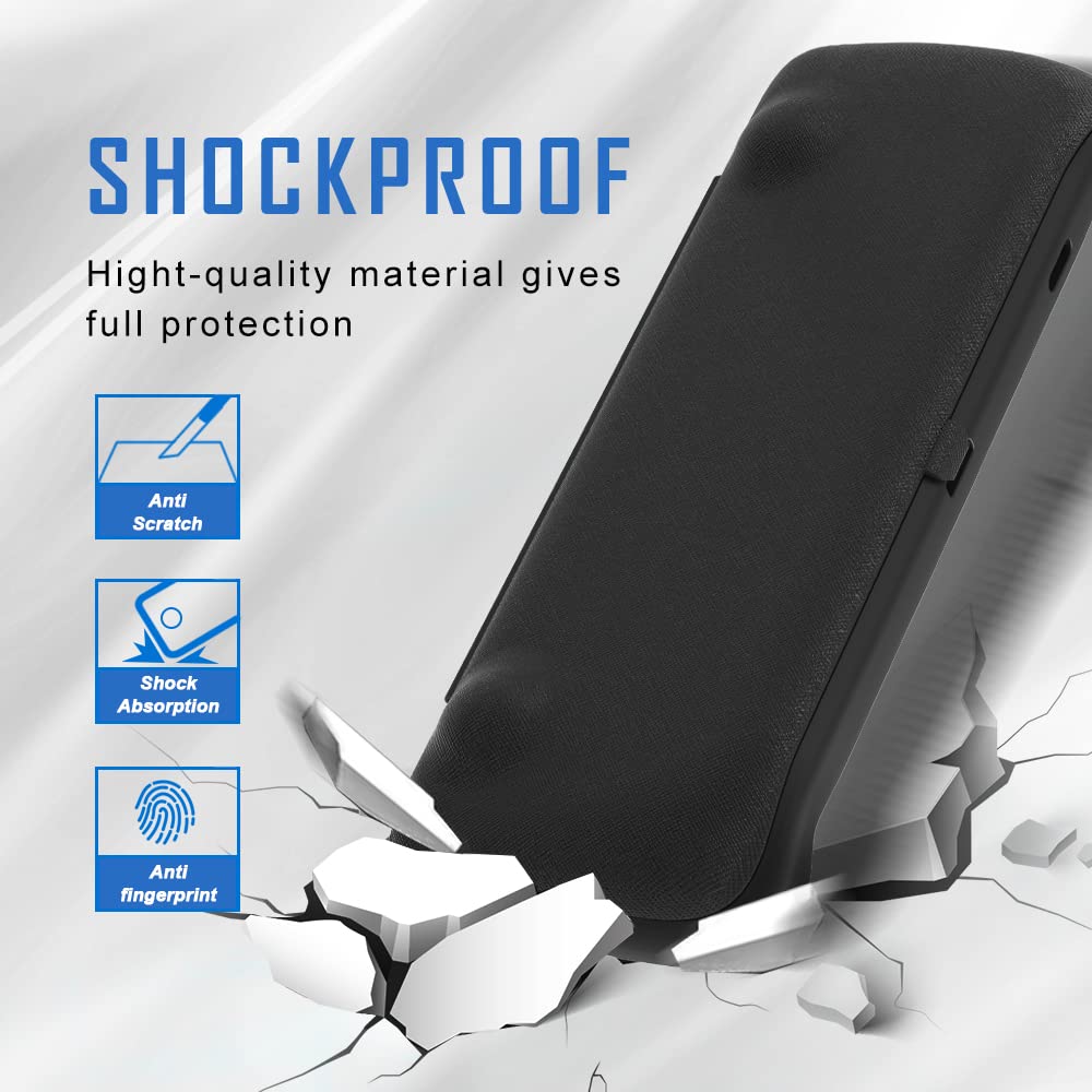 KMCIA Flip Cover for Steam Deck with 2 Pack Screen Protectors, Slim Protective Case with Magnetically Detachable Front Cover & Anti-Slip Thumb Caps Compatibe with Steam Deck -Black (Flip)