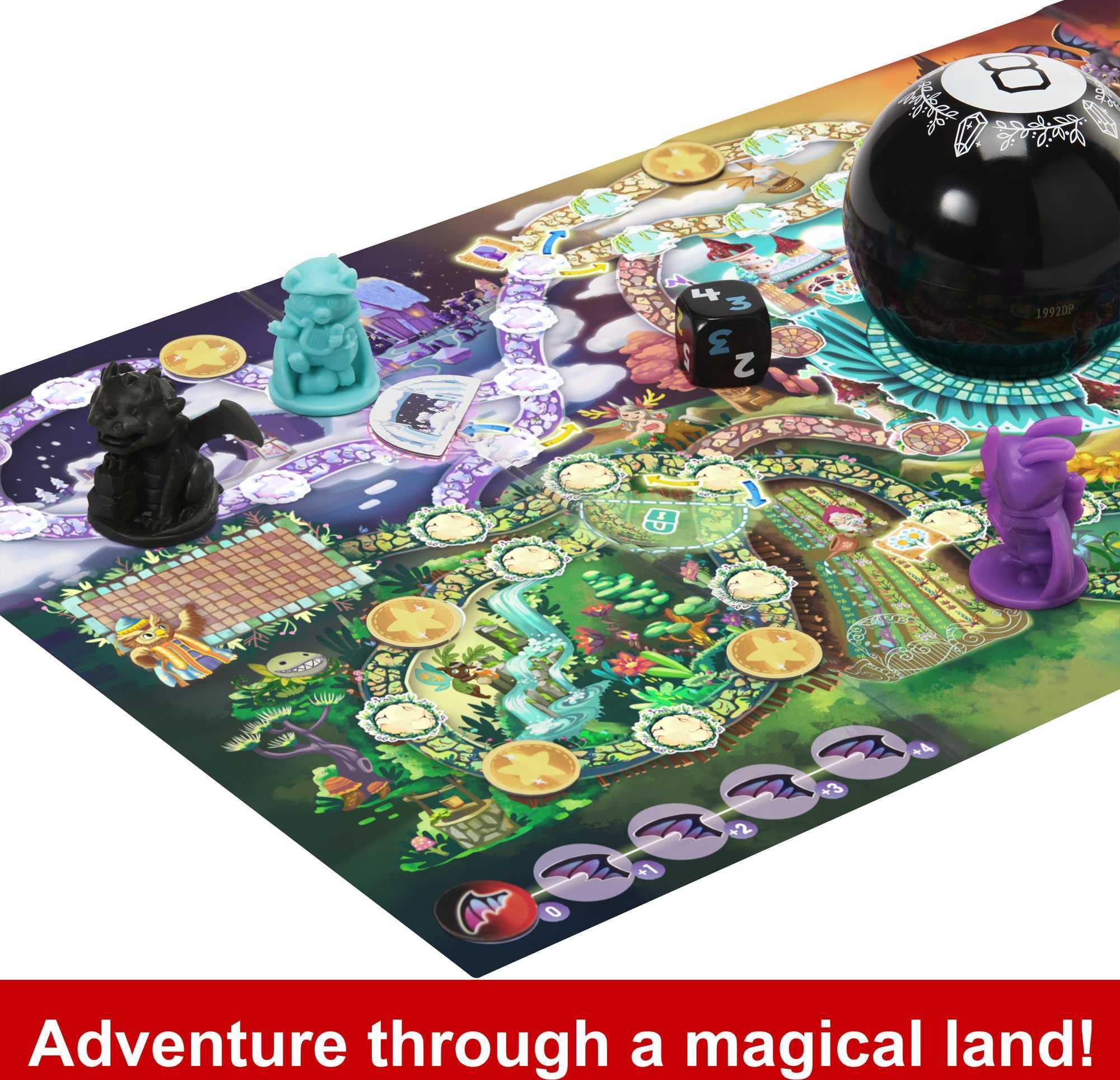 Mattel Games Magic 8 Ball Magical Encounters Board Game for Kids, Cooperative Family Game with Real Magic 8 Ball