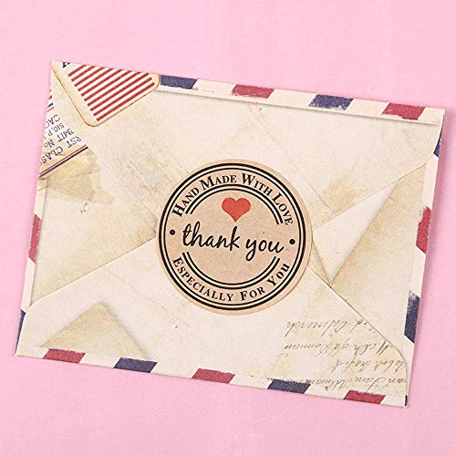 Handmade with Love Stickers 1'' Baking Stickers 1000pcs Kraft Paper Thank You Stickers Roll Handmade Stickers