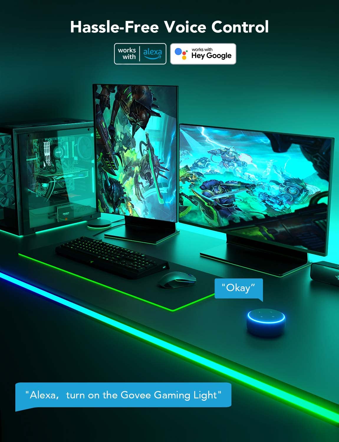 Govee RGBIC Gaming Lights, 10ft Neon Rope Lights Bundle Music Sync Box, Bluetooth Group Control 7 Devices