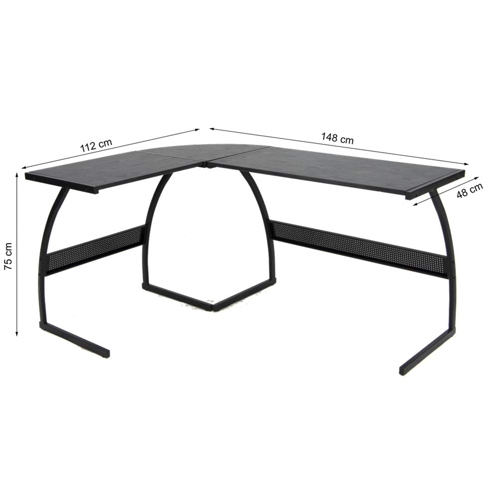 Homycasa L-Shaped Home Office Computer Desk,The Metal Table Corner and Wood Rustic Corner Desk Have Enough Space for Work