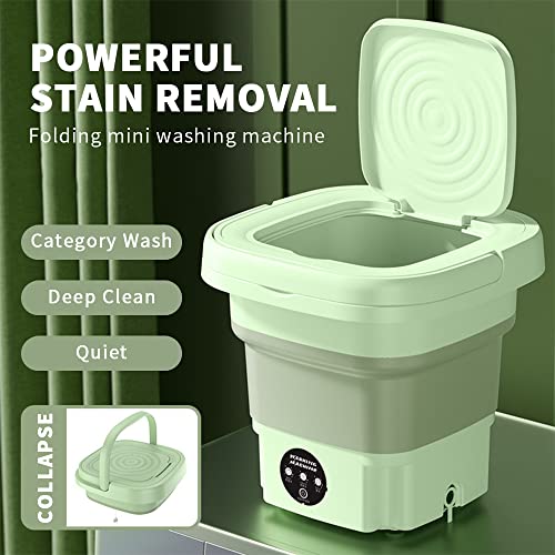 ifayhome Portable Washing Machine, Foldable Mini Small Washer for Baby Clothes, Underwear or Small Items, Suitable for Apartment, Laundry, Camping, RV (Green)