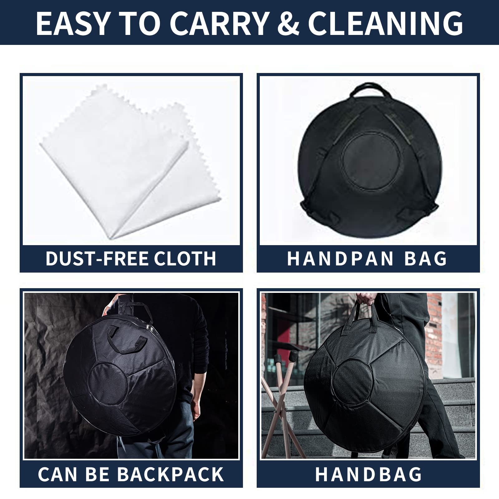 Handpan Drums Sets AETOO D Major 22 inches 10 notes Steel Hand Drum with Soft Hand Pan Bag, 2 handpan mallet,Handpan Stand
