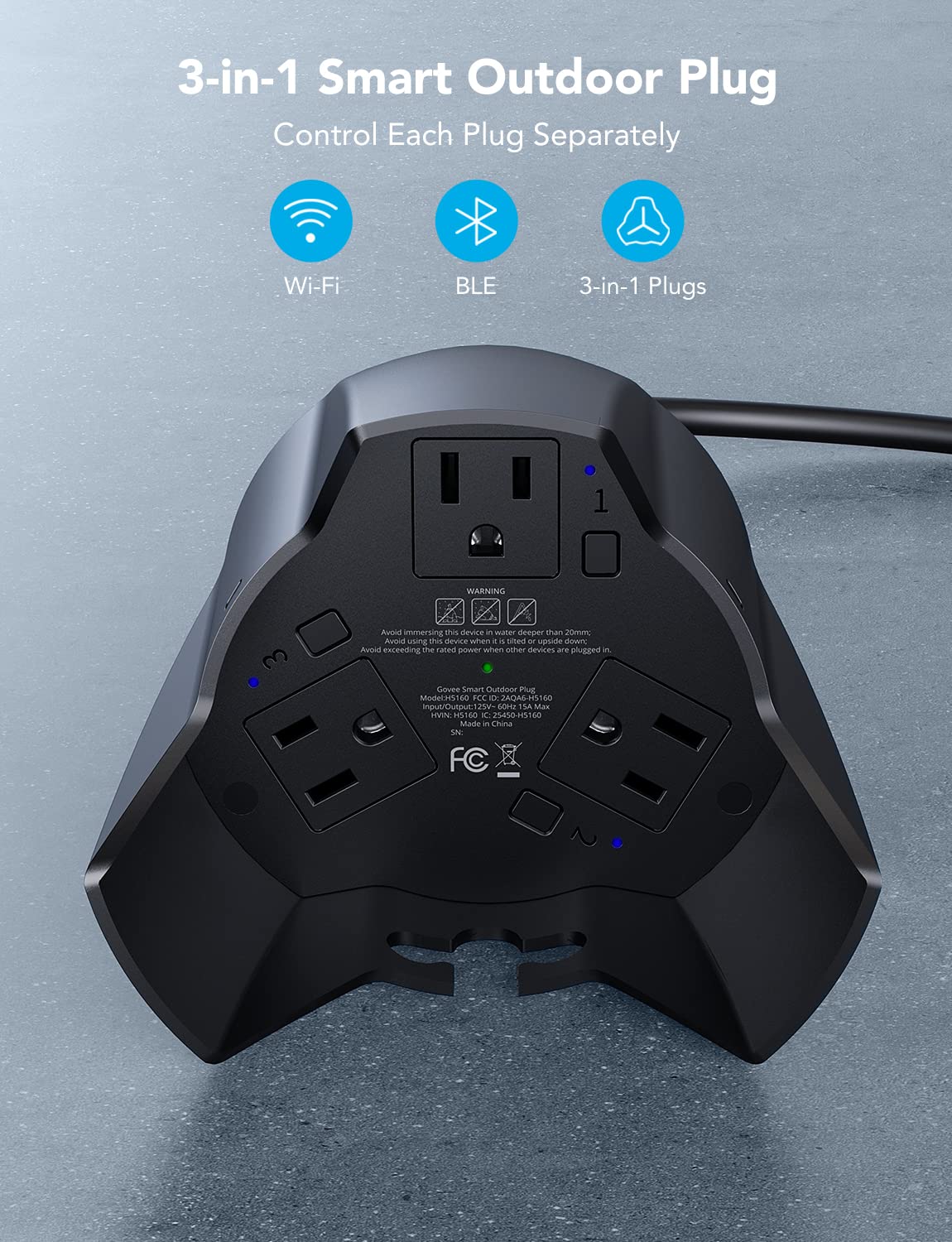 Govee Smart WiFi Outdoor Plug, Weatherproof 15A Outdoor Smart Outlet Bundle with WiFi Bluetooth Outlets 4 Pack, App Control, Supports Alexa and Google Assistant, 2.4 GHz Network only