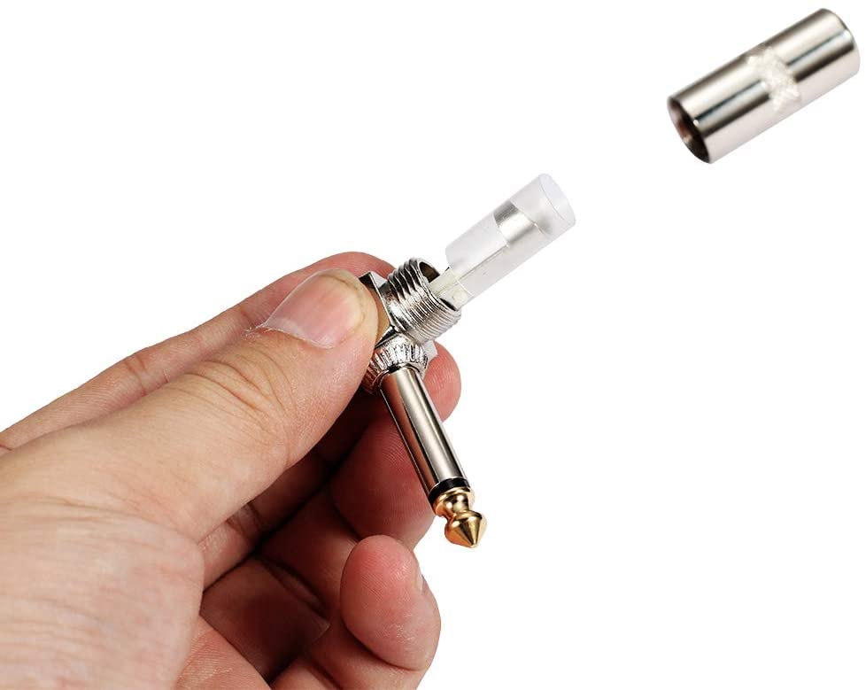 HUASEN TS Plug,1/4" Straight 6.35mm Heavy Duty TS Mono Male Solder Type Jack Connector for DJ Mixer Speaker Cables Guitar Cables Microphone Cables (Straight TS Plug 5PACK)