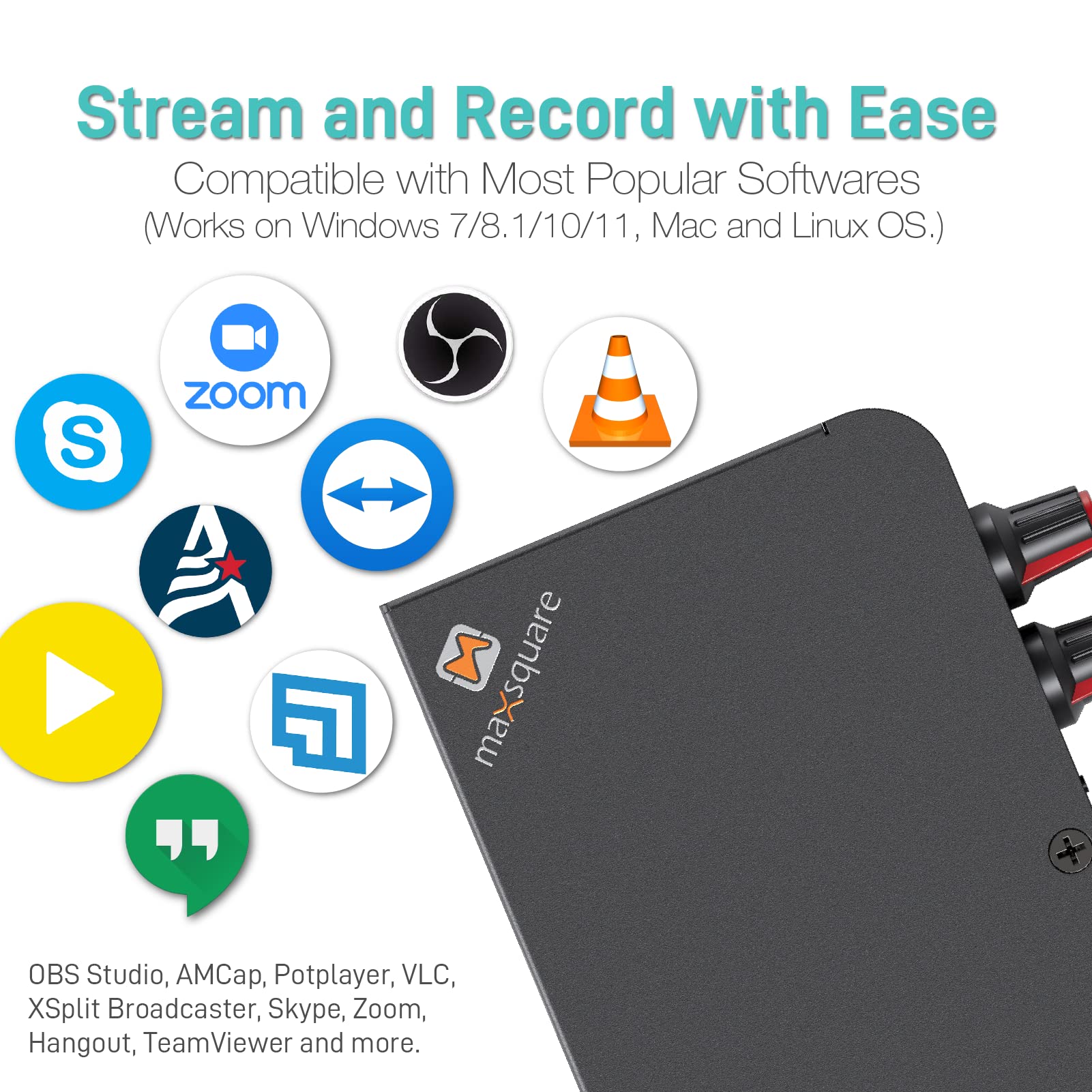 MAXSQUARE HDMI 2.1 Gaming 4K120Hz Video Capture Card/Splitter, HDMI2.1 loopout USB3.1, 4K2K/1080p 120 FPS, Ultra-low Latency, for OBS, Audio Extraction, Record,Stream with PC, XBOX, PS5, TAA Compliant