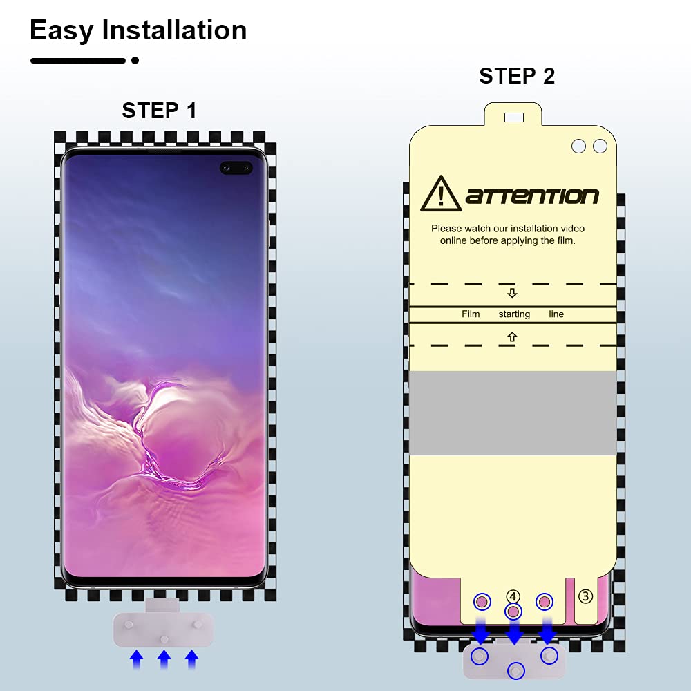 HATOSHI 3 Pack Screen Protector for Samsung Galaxy S10 Plus with 3 Pack Camera Lens Protector, Easy Installation HD Clear Flexible TPU Full Protective Screen for Samsung S10+ 6.4-inch [Work with Case]