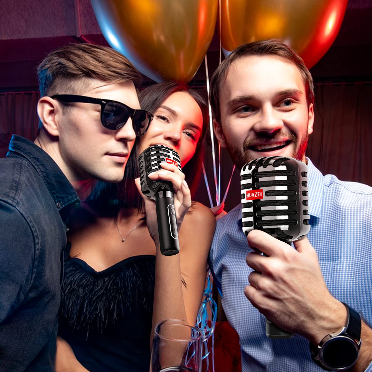 HUAZE Wireless Bluetooth Karaoke Microphone Portable Handheld Karaoke Singing Speaker Microphone Mini Karaoke Machine System for Kids and Adults Connected PC Devices Smart TV/All Smart Phones
