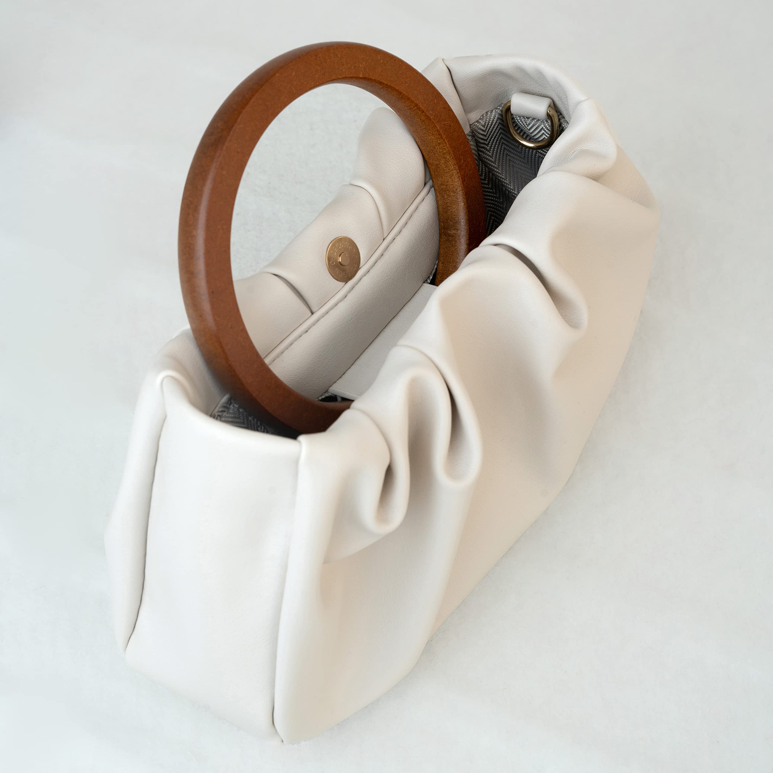 HEYCUE Women's Chic Fashion Clutch Purse Soft Pleated Leather Crossbody Bag Small Dumpling Top-Handle Bag