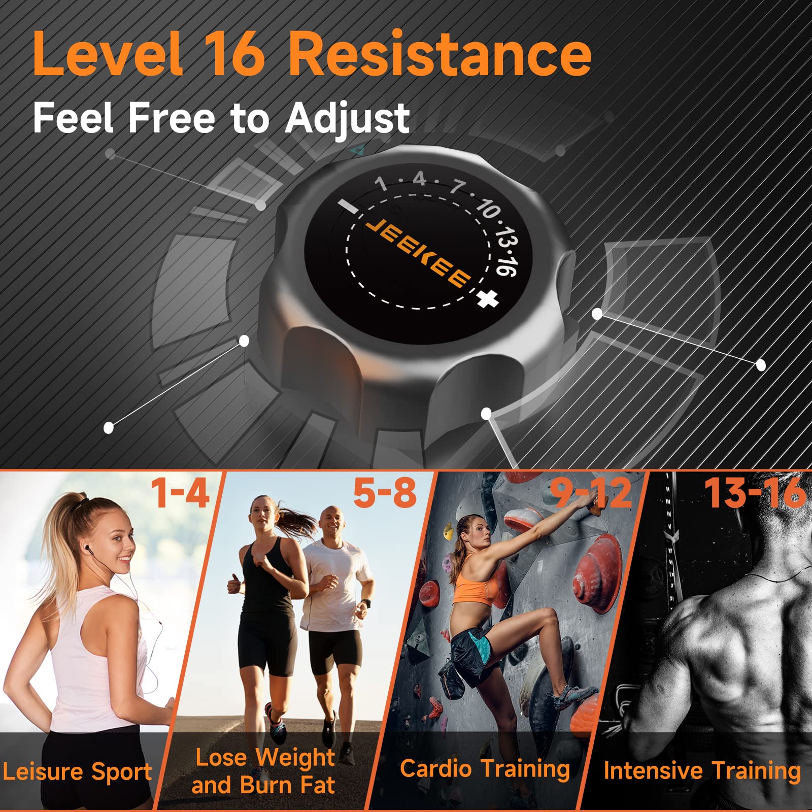 JEEKEE Elliptical Machine, Elliptical Machines for Home Use with 16 Resistance Levels, Hyper-Quiet Magnetic Driving System, Elliptical Exercise Machine with LCD Monitor