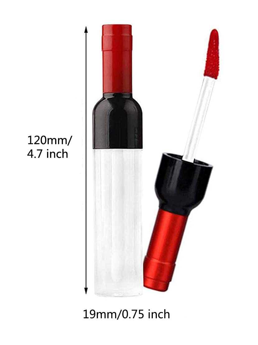 Healthcom 10 Pcs 5ml Empty Clear Wine Shaped Lip Gloss Tube Plastic Mini Refillable Lipgloss Bottles Container Lip Glaze Tube Vials DIY Makeup Liquid Lipstick Bottle Container Red Lid Cosmetic Tube