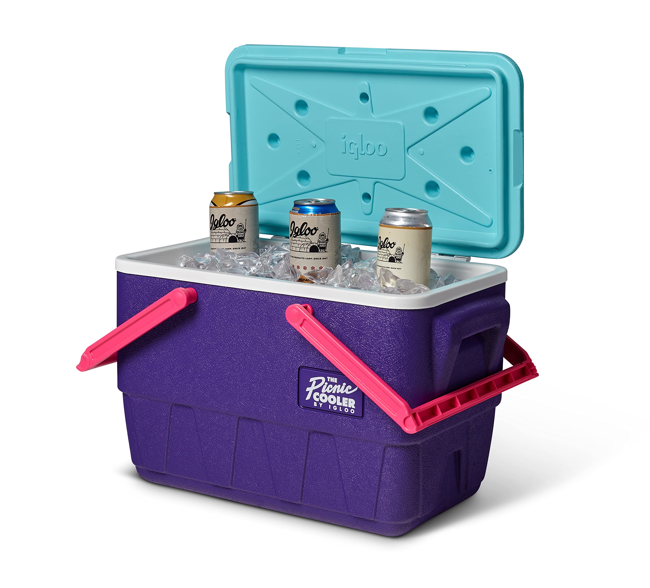 Igloo Special Edition 25 Quart Full Sized Picnic Basket Hard Side Insulated Cooler with Molded in Side Handles