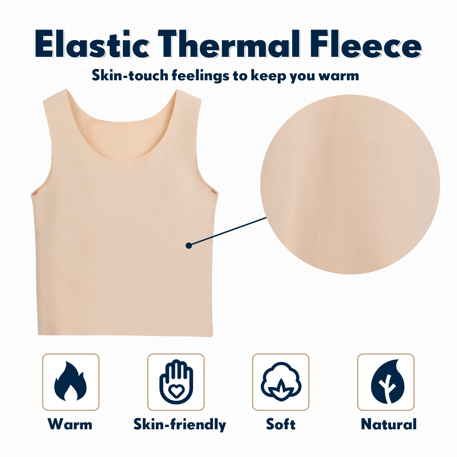 Hicarer 4 Pieces Thermal Tank Top for Women Lined Underwear Scoop Neck Womens Base Layer Sleeveless Under Vest Warm (Large)