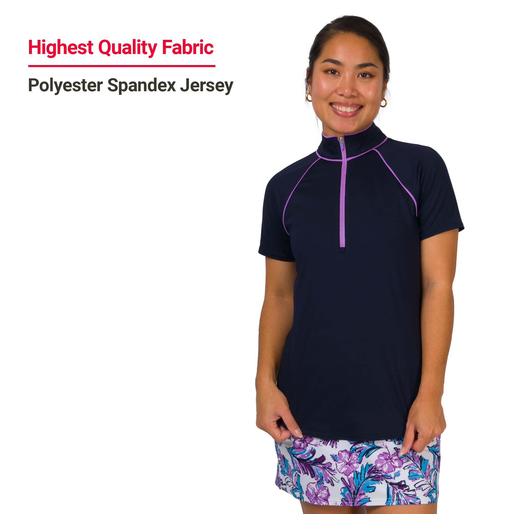 Jofit Apparel Women’s Athletic Clothing Short Sleeve Tipsy Top for Golf & Tennis, Size Medium, Midnight Blue