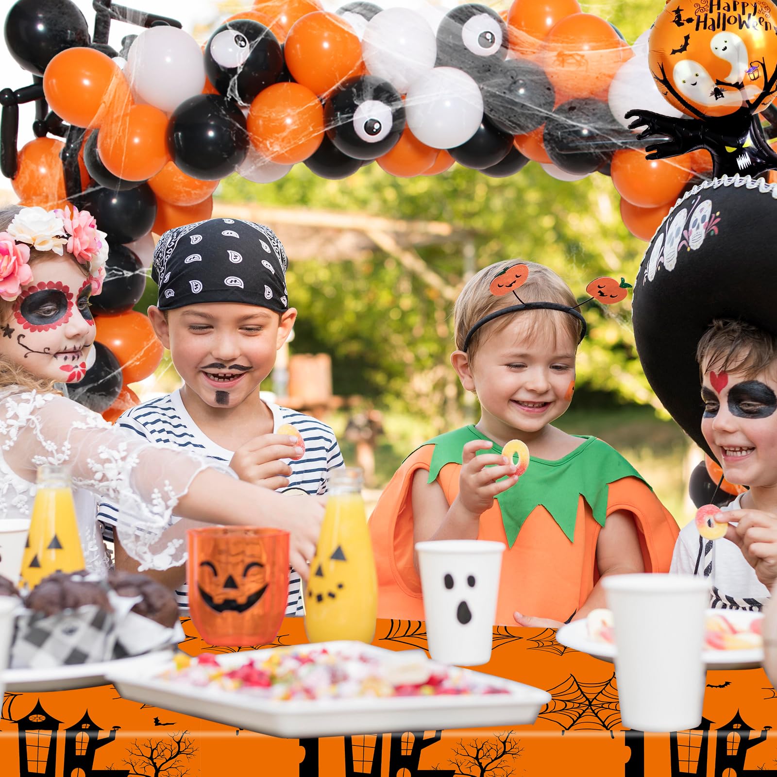 Halloween Birthday Party Decorations, Halloween Decorations Indoor/Outdoor for Kids, Halloween Party Decorations with Halloween Birthday Banner Backdrop Halloween Balloons Arch Kit