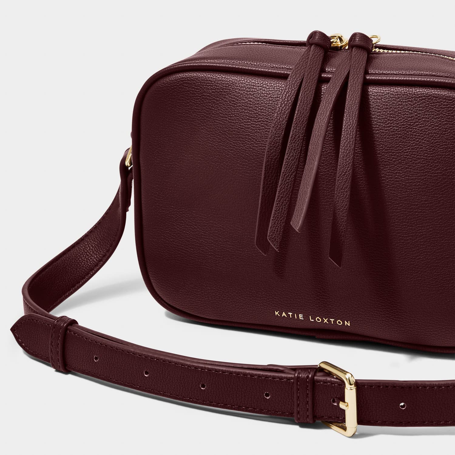 KATIE LOXTON Isla Womens Small Vegan Leather Adjustable Strap Convertible Crossbody Clutch Handbag Purse Plum