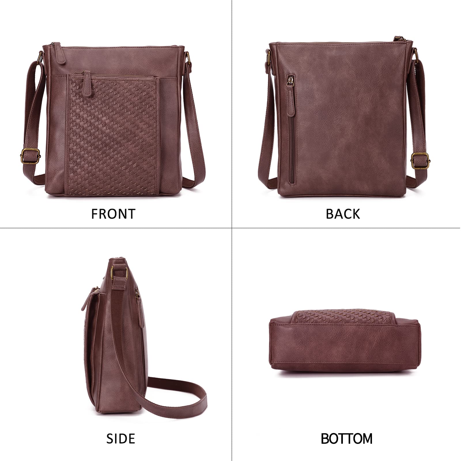 KL928 Crossbody Bag Purses for Women, Medium Size Handbags Shoulder Bag with Adjustable Strap, Soft PU Leather Women's Shoulder Travel Bag Dark Brown