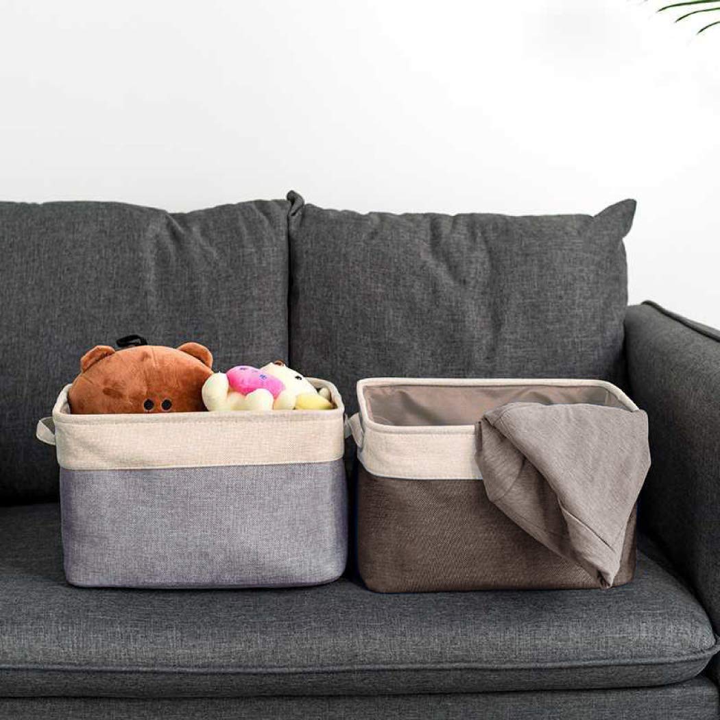 HOSEN Storage Basket Set 3 Pack Large 14 L x 10 W x 9 H - Collapsible Cotton Basket with 2 Handles Organizer Basket Bin Box for Organizing Shelf Nursery Home Closet （Coffee)