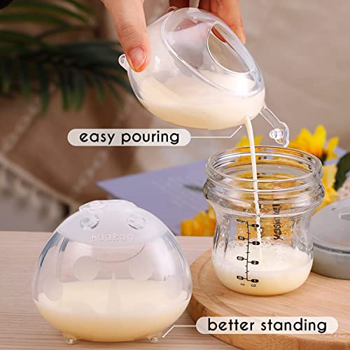 haakaa 100ml Manual Breast Pump with Leakproof Silicone Lid and 75ml Wearable Ladybug Breast Milk Collector Combo for Breastfeeding