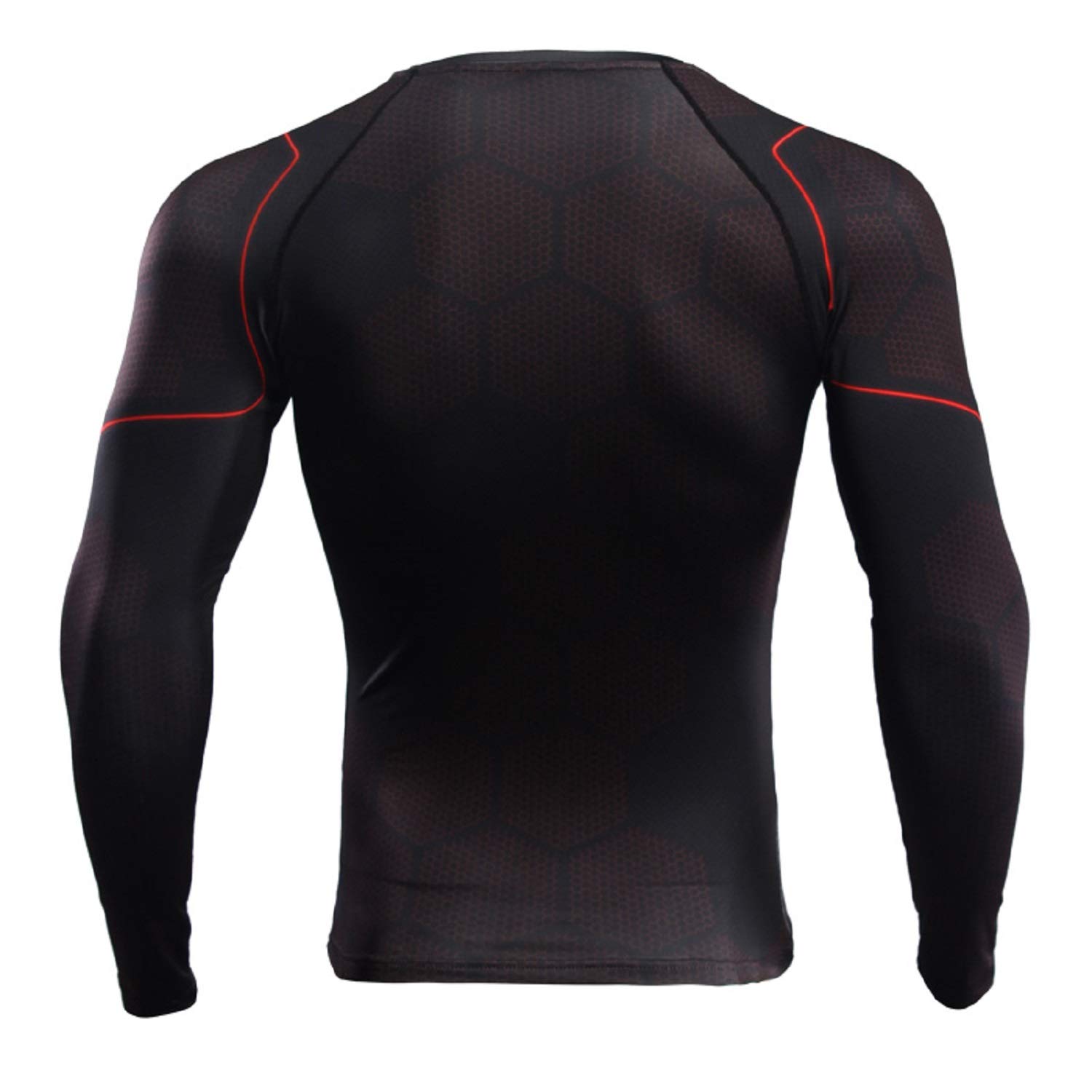 OUIKOS Men's Compression Sport Fitness Shirt 3D Print Workout Quick-Drying T-Shirt (Large,Brick red)