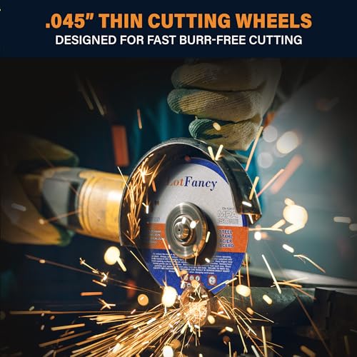 LotFancy Cut Off Wheels, 4 inch, Pack of 10, Angle Grinder Cutting Disc, Metal and Stainless Steel Cutting Wheels, Welding Accessories, Thin Kerf, Flat T1 Cut-Off Tool, 4 x 0.045 x 5/8β