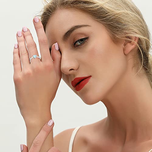 JO WISDOM Women Ring,925 Sterling Silver Heart Engagement Wedding Anniversary Promise Ring with 6mm 5A Cubic Zirconia ring size5