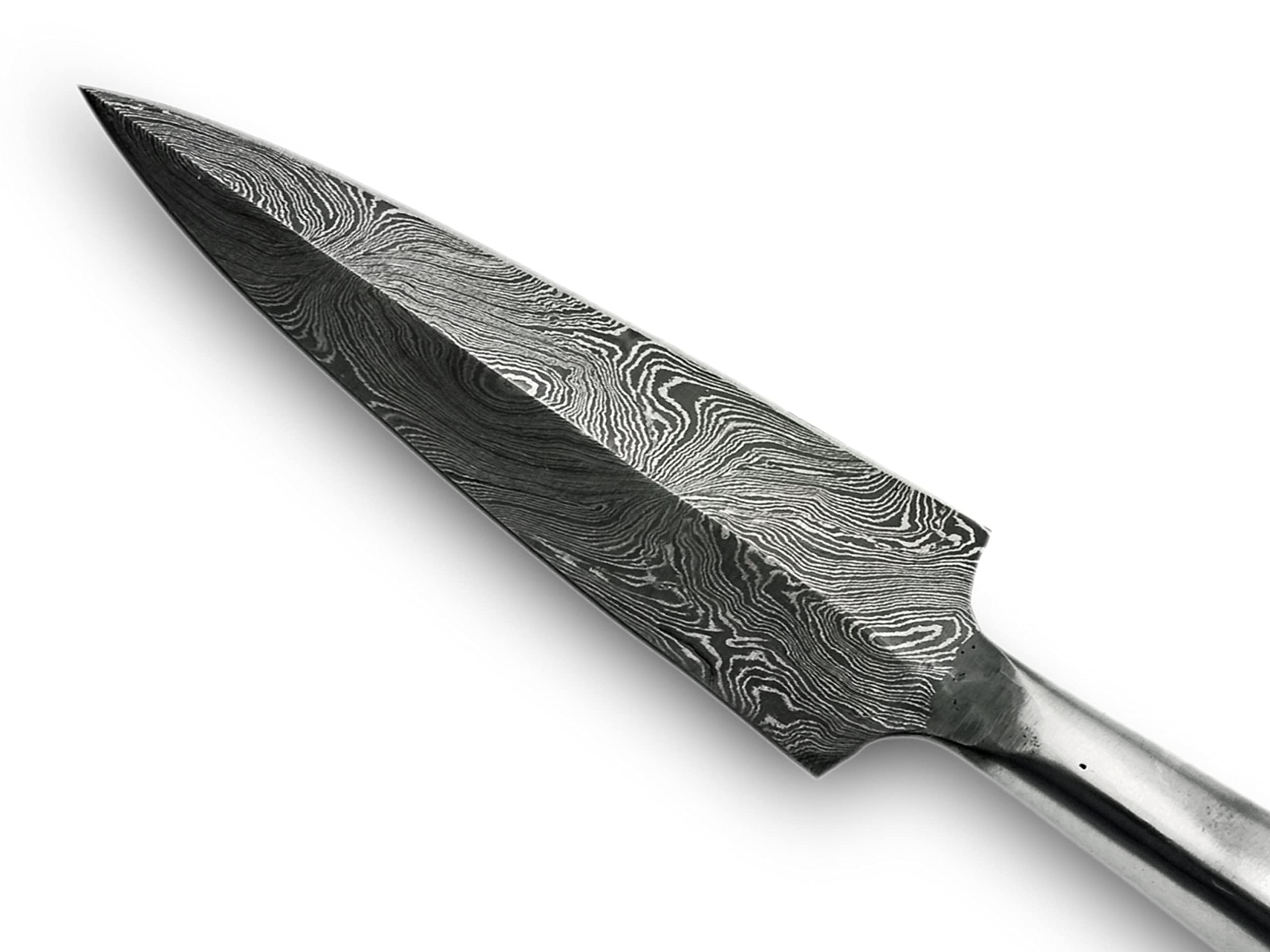 Hand Forged Damascus steel spear head, Hunting knife, Survvial for camping and hiking with Beautiful leather sheath.