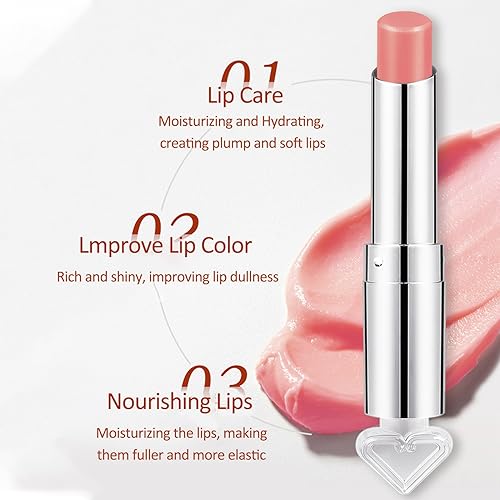 Hydrating Lip Balm, Magic Color Changing Lipstick, Long Lasting Color Change Lip Gloss Mood Lipstick For Women （Peach）