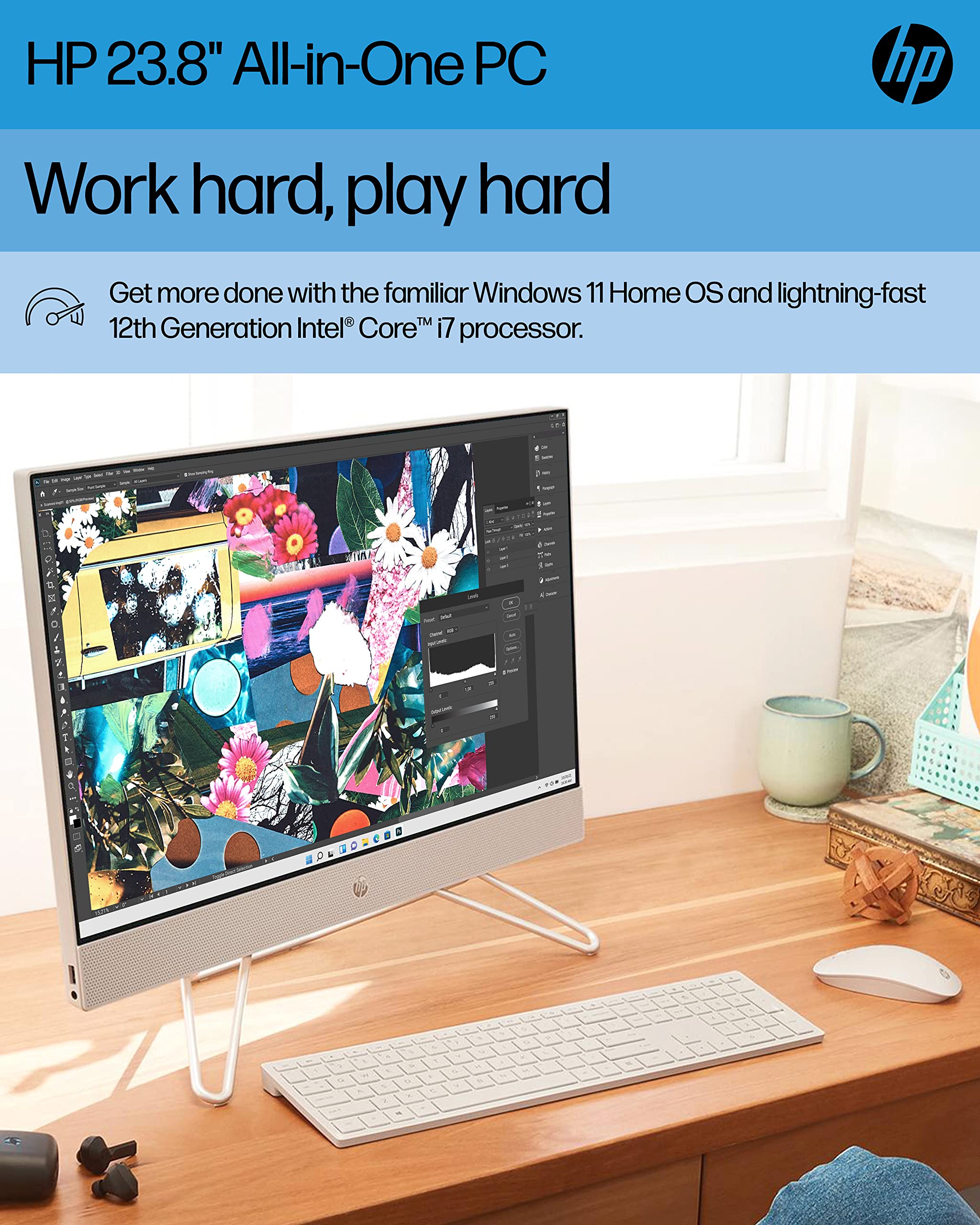 HP 24-CB1180 All-in-One Desktop PC, 23.8" FHD Touchscreen Display, Intel Core i7-1255u Intel Iris Xe Graphics, 16GB RAM, 512GB SSD, Windows 11 Home(Renewed)