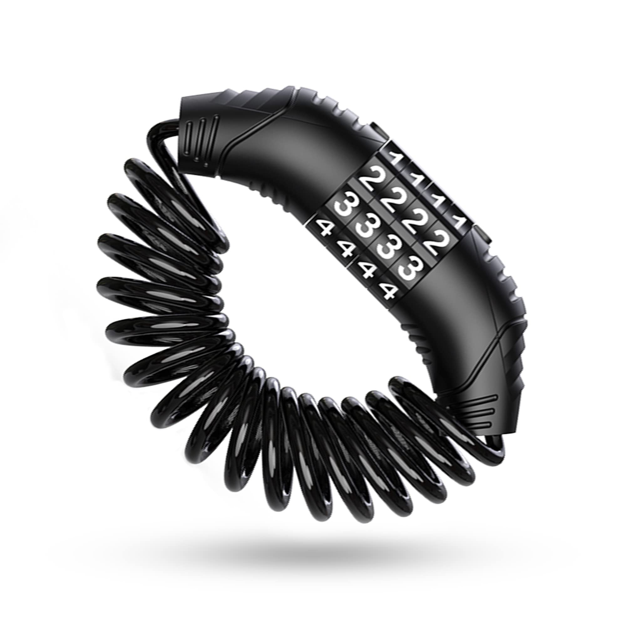 HHLUPUP Motorcycle Helmet Lock | High Security Combination Lock with 4 Digit | Handy, Light Weight, Anti-Theft | Retractable Cable with Sufficient Length(Black)