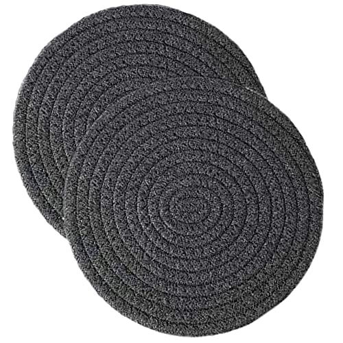 Larpur Trivet Set Pot Holders, 7” Cotton Thread Weave Hot Mats Set of 2 Coasters Hot Pad for Cooking and Baking, Kitchen (Grey-2 Pcs)