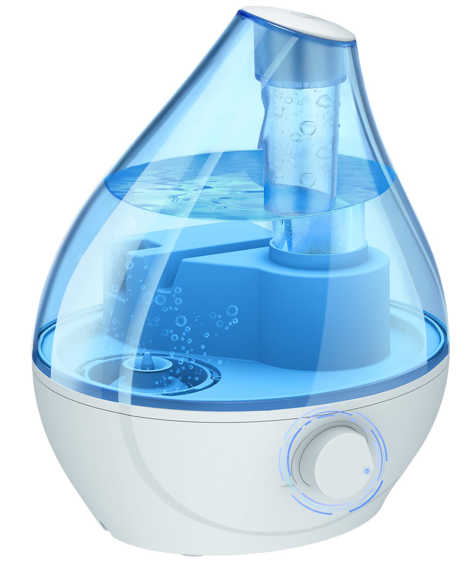 Humidifier for Bedroom, 1.6L Cool Mist Humidifier with Night Light, 22dB Quiet Humidifiers for Large Room, 360° Rotate Nozzle and Adjustable Mist, 24 Hrs Available Cool Mist, Easy to clean, Auto Off