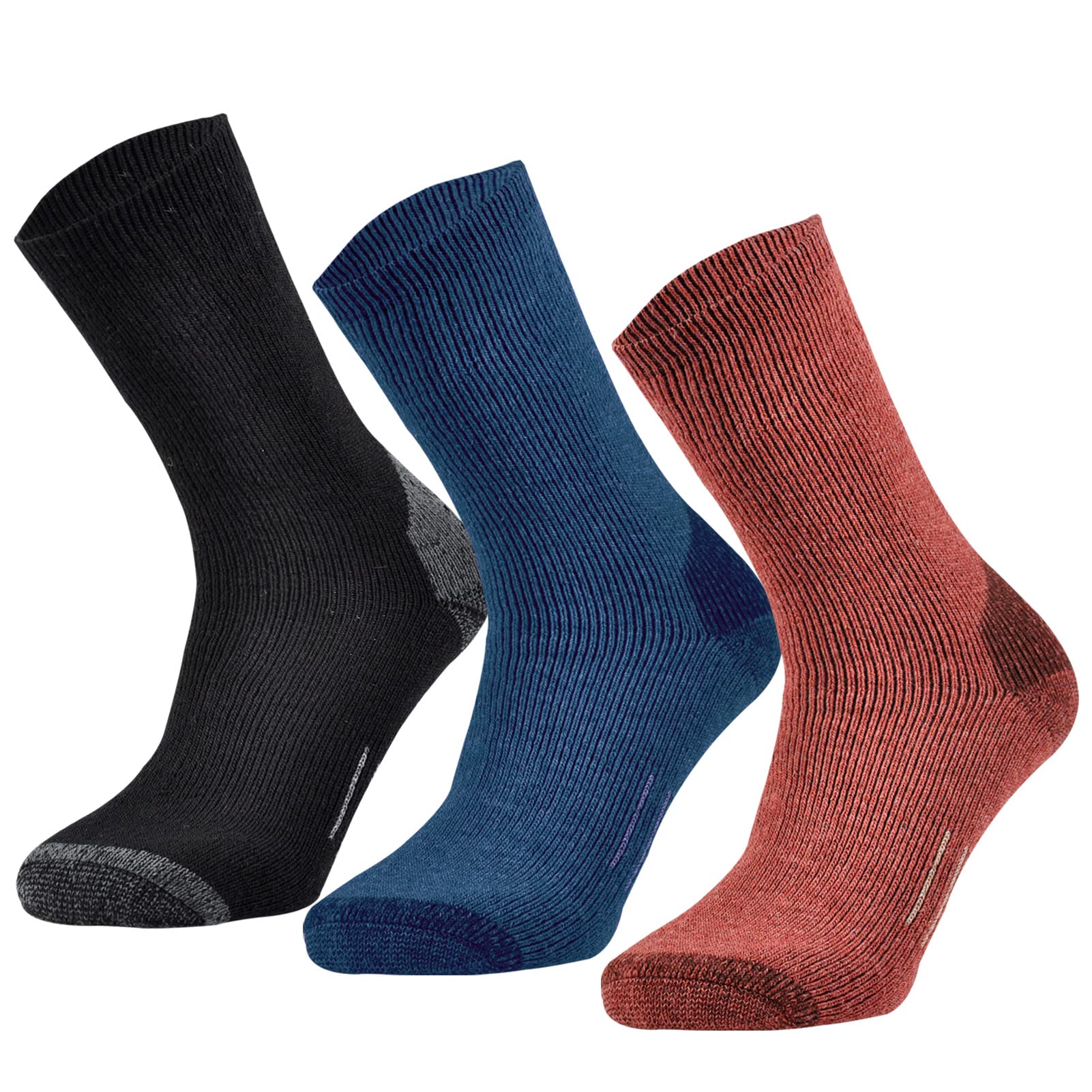 JORMATT Cushioned Merino Wool Hiking Socks for Men Women Thermal Heated Warm Crew Boot Sock 3 Pairs, Men's Shoe Size 7-11