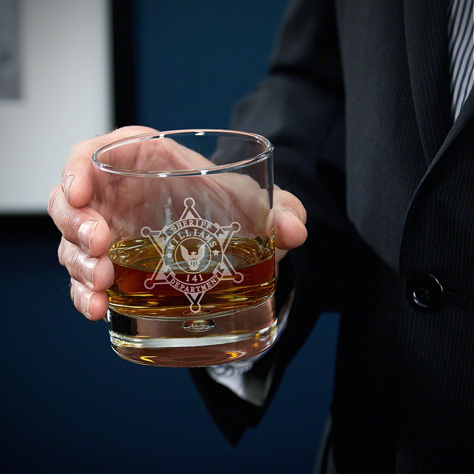 HomeWetBar Sheriff Badge Personalized Rocks Glass for Law Enforcement