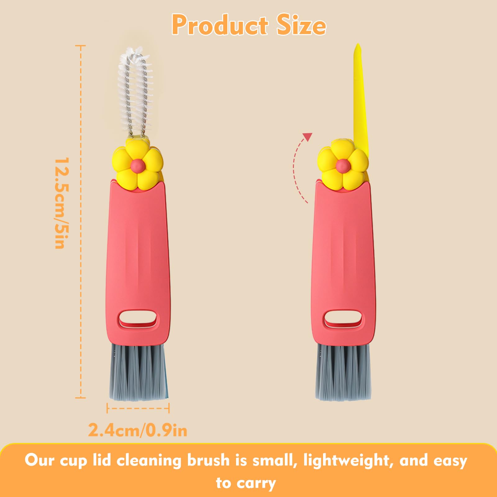 NONENDU 3 in 1 Cup Lid Cleaning Brush, Portable Cup Cleaner Brush, 2024 New Water Bottle Cleaner Brush, 3 in 1 Multifunctional Cleaning Brush for Home Kitchen Cleaning Tools(3PCS)